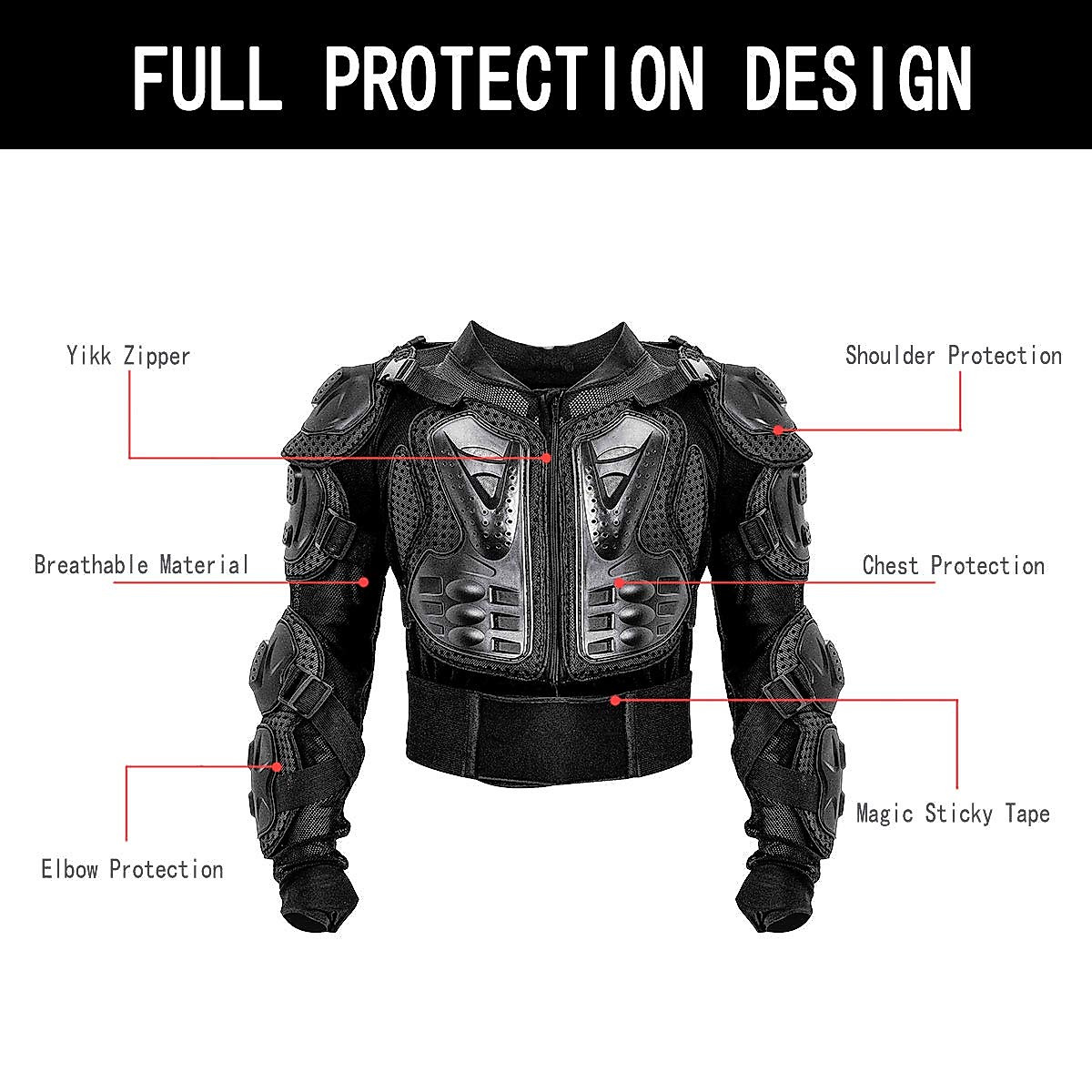 Motorcycle Protective Jacket Full Body Armor Protection Dirt Bike Gear ATV Protective Safety Gear Riding Racing Armor Motocross Protector Jacket Men Women For Off-Road Motorbike Cycling Skiing Skating