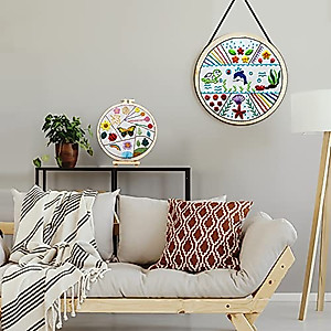 FOXTSPORT 4 Set Embroidery Starter Kit for Beginners,Stamped Embroidery Kits with Pattern and Instructions,Hand Embroidery Starter Kit Embroidery Hoops and Color Threads (Underwater World)