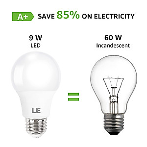 LE LED Light Bulbs 60 Watt Equivalent, 9W 800 Lumens Non-Dimmable, Daylight White 5000K, A19 E26 Standard Medium Base, 10000 Hour Lifetime 5 Count (Pack of 1)