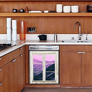 Dishwasher Magnet Cover Beautiful Mystic Mountains Landscape Alpine Morning Violet Pink Light Magnetic Refrigerator Stickers Decorative Appliance Cover Fridge Panels Metal Door Garage 23x26in