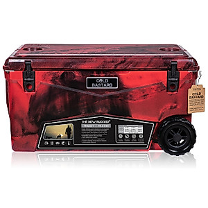 COLD BASTARD COOLERS 70QTW Rugged+ CAMO Red Large Wheels The Best Premium Ice Chest Cooler Accessories Free S&H (CB70W-CR)