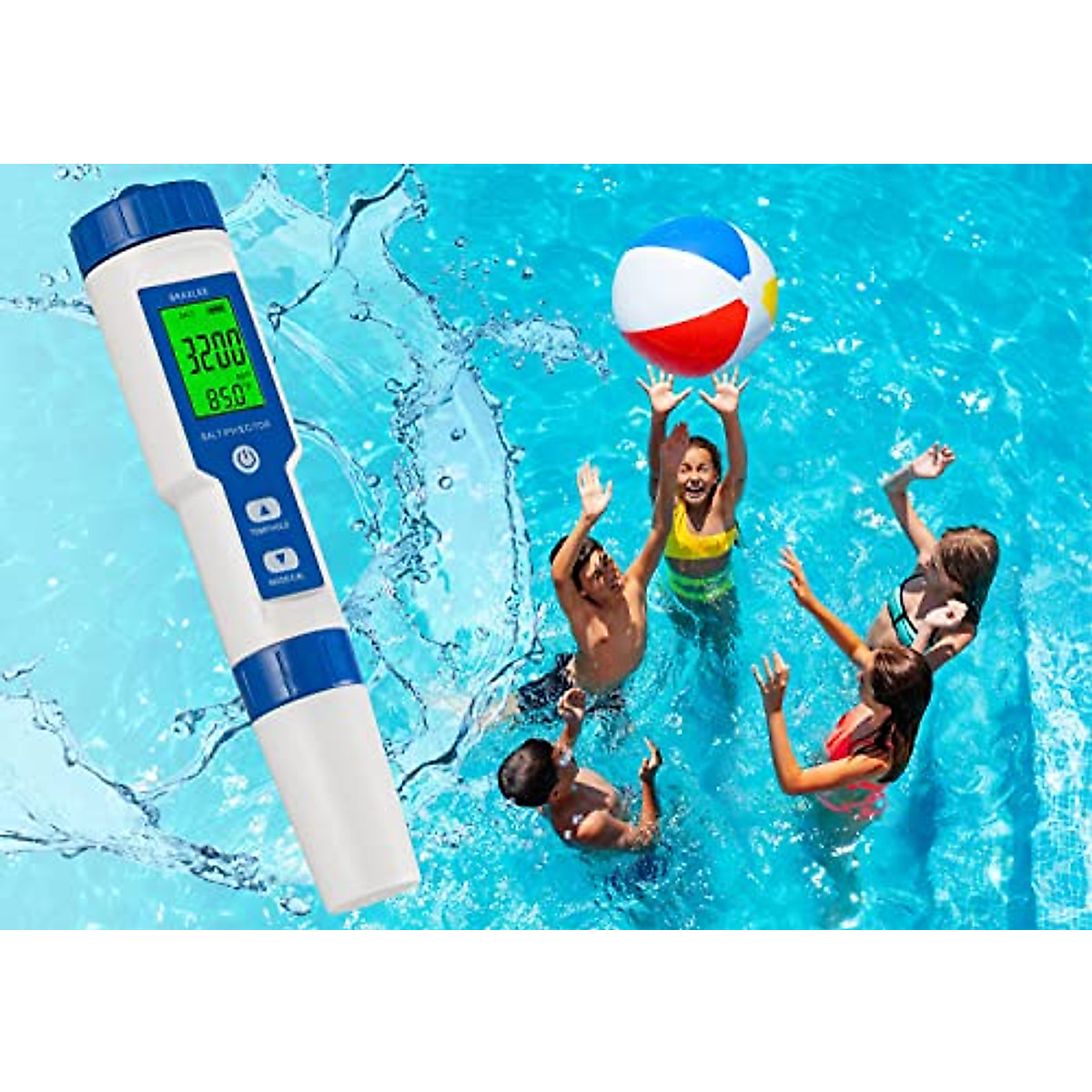 Pool Salt Tester & PH Digital Meter, Braxlee Saltwater Pool and Hot Tub All in one Smart Digital Solution