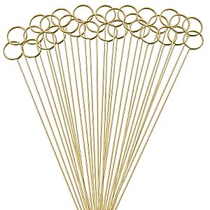 Hananona 30 Pcs Metal Floral Place Card Holder, 13.4 Inch Flower Picks Clip for Floral Arrangement, Golden Card Holder for Wedding and Party (Round)