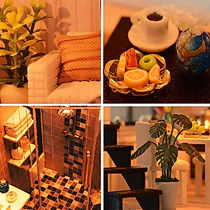 Spilay Dollhouse Miniature with Furniture,DIY Kit Mini Modern Villa Model with Music Box,1:24 Scale Creative Doll House Best Christmas Birthday Gift for Lovers Boys and Girls(Florence)