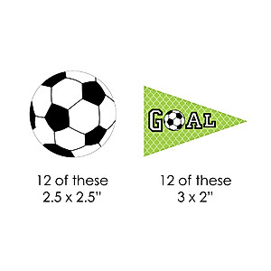 Big Dot of Happiness Goaaal - Soccer Paper Straw Decor - Baby Shower or Birthday Party Striped Decorative Straws - Set of 24
