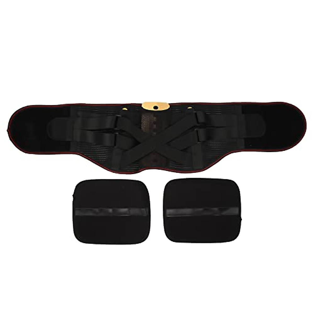 VBESTLIFE Lumbar Support Belt, Flexible Adjustment Curved Lumbar Support Brace 360 Degree Fixed Support Black Breathable with Massage Pads for Sports Waist Protection (XL)