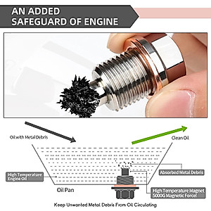 DEEFILL M14 x 1.5 Magnetic Oil Drain Plug, Stainless Steel Oil Drain Plug with Copper Crush Washer Replacement for Ford, GM, Hyundai, KIA and Accord, CRV, Civic, Pilot, Fit, Odyssey