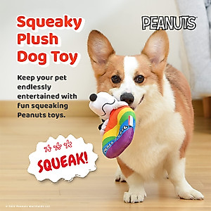 Peanuts: 8" Snoopy Peace & Love Plush Ring Squeaker Pet Toy | Peanuts for Pets 8" Snoopy Love Squeaky Pet Toy | Peanuts Dog Toys, Snoopy | Love Gifts for Pets, Snoopy Rainbow Toys for Dogs