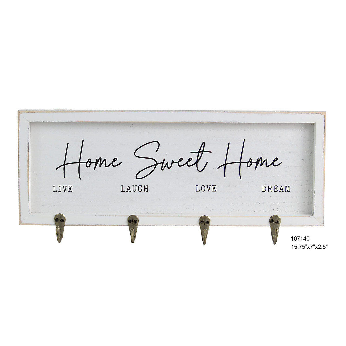 Windy Hill Collection 15" x 8" x 2" Home Sweet Home White 4 Hooks Holder Rack Wall Mounted Sign 107140