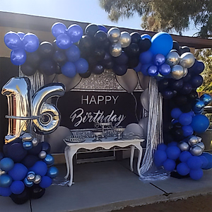 Blue and Black Balloons, Navy Blue and Silver Balloons Metallic Silver Dark Blue Balloons Black and Silver Latex Balloons Black Blue Balloons for Kids Adults Birthday Space Party Wedding Baby Shower