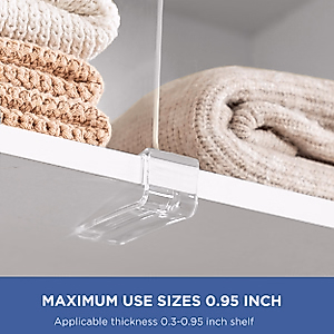 Vorey 6 Pcs Acrylic Shelf Dividers for Closet Organization, Clear Closet Shelf Divider for Wooden Shelving, Suitable for Sweater, Shirts, Handbags in Bedroom and Kitchen