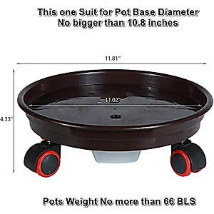 GROW-GREEN 2-Pack Wheel Caddy Tray Plant Pots Stand 30cm with Moving Wheels (Coffee)