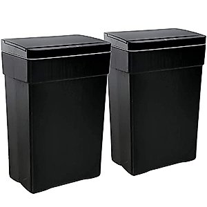 HGS Kitchen Trash Cans Waste Bin Garbage Can Touch Free 13 Gallon Automatic Trash Bins with Lid, 50 Liter Sensor Touchless Garbage Bin for Bedroom Bathroom Home Office, 2 Pack (Black)