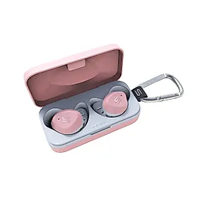 Soul S-FIT True Wireless Earbuds - Waterproof, Shock-Resistant Earphones with Customizable Fit, Bluetooth 5.0, Transparency Mode, and Long Battery Life for Running, Gym, and Outdoor Activities (Pink)