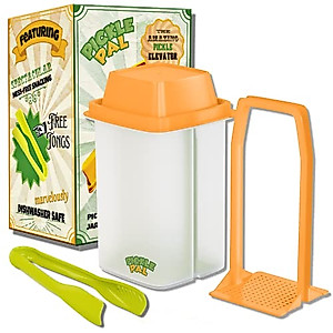 Pickle Container with Strainer Jar - Pickle Holder with Pickle Grabber | Jalapeno Container for Pickles, Olives, Cheese, Jalapenos | 40 oz Pickle Jar with Strainer Flip | Food Storage Containers with Lid | Pickle Pal