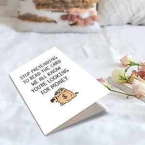 Obbyidk Funny Money Birthday Card, Humorous Birthday Card for Him Her, Hilarious Graduation Card, We All Know You Are Looking for Money