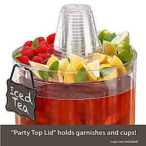 Buddeez Beverage Dispenser With Stand - (2 Count) Stackable 2 Gallon Tritan Clear Drink Dispenser, Large Party Drink Dispenser, Top Lid For Cups & Fruit, (Bonus Chalkboard ID Tag)