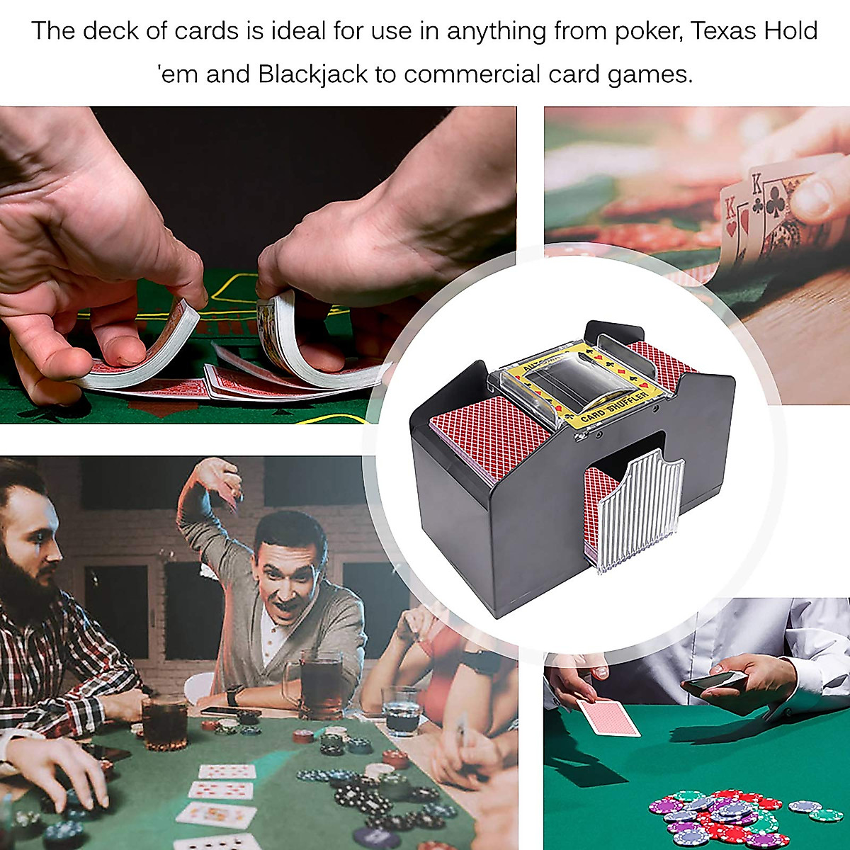 S SUNSBELL Automatic Card Shuffler for Five Crowns Card Game, Battery Operated Poker Shuffling Machine, Poker Card Shuffler, Card Shuffler 4 Deck Automatic for Poker, Blackjack