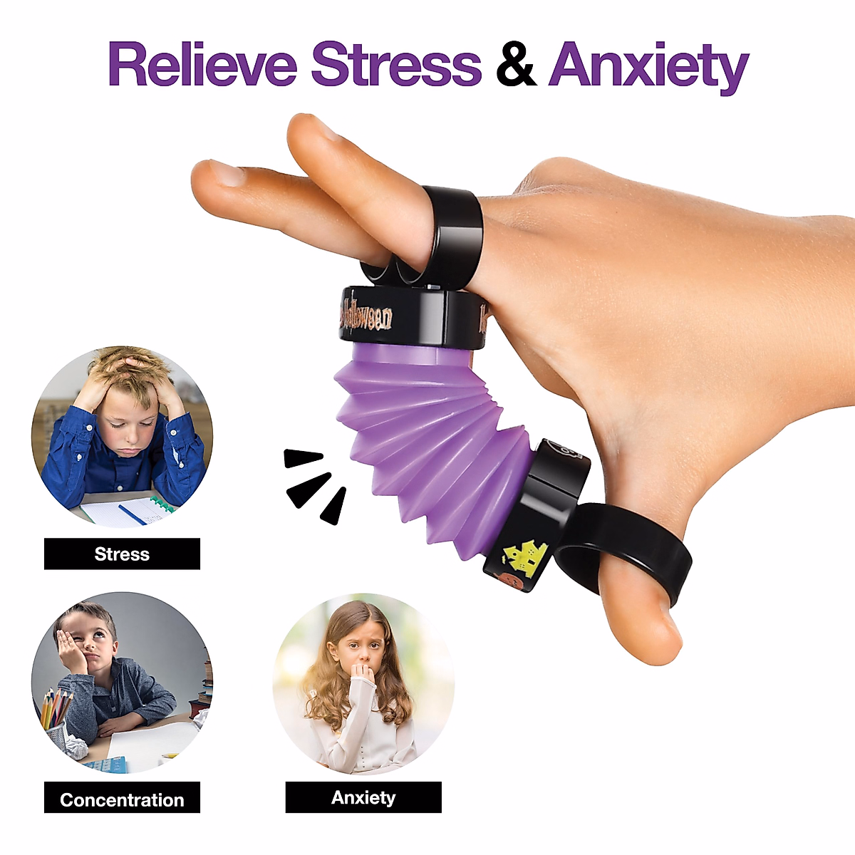 Halloween Party Favors Bulk Stargo Finger Poppers Fidget Toy - Halloween Stocking Stuffers Non-Candy Trick or Treat Toy for Girls & Boys - Halloween Party Bags and Goody Bags Filler - Pack of 10