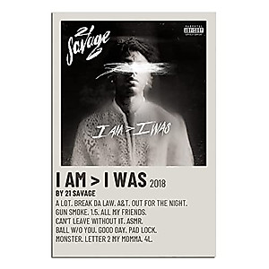 21 Savage Poster Album Cove Art Wall Canvas Pictures for Modern Office Decor Vintage Prints 12" x 18" Unframed WXHYZZ