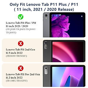 Junfire Shockproof Case for Lenovo Tab P11 Plus/P11 (2021/2020), Lenovo Tab P11 Plus/P11 Heavy Duty Rugged Case 11 inch with Hand Strap Kickstand Shoulder Belt for TB-J606F/TB-J606X/TB-J616F-Black