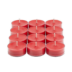 PartyLite After Dark™ Tealight Candles, Fragranced Colored Wax with Clear Container, 12 Pack Tea Lights, Made in The USA (After Dark™ Apple Velour)