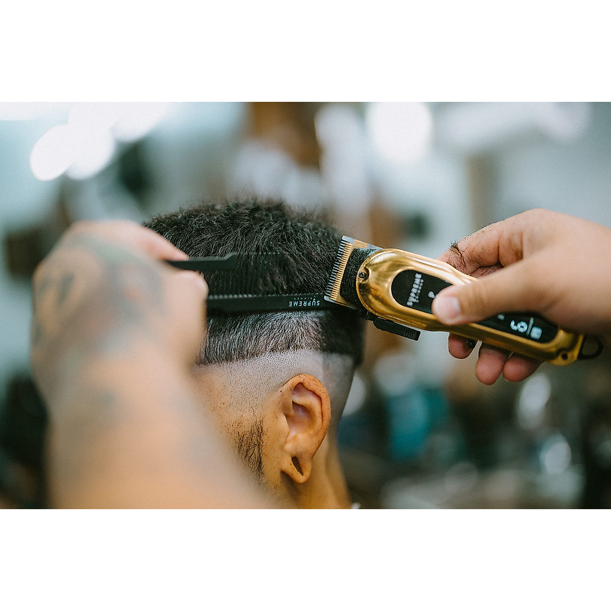 Supreme Trimmer 3-in-1 Barber Bundle | Pro Clipper, T-Shaper Trimmer & CRUNCH Foil Shaver | Professional Beard Trimmer Men’s Hair Clipper Kit | Gold