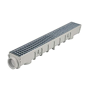 NDS Pro Series Drain Kit 5-1/2 in. X 39-3/8 in. Deep Profile Channel, Galv. Steel Grates, End Caps/Outlet, 5 in, Gray