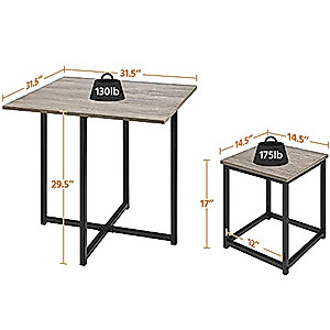 Yaheetech 5-Piece Dining Table Set - Industrial Kitchen & Chairs Sets for 4 Compact with Stools Space-Saving Design Apartment, Small Space, Breakfast Nook, Gray