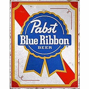 Desperate Enterprises PBR - Pabst Blue Ribbon Beer Tin Sign - Nostalgic Vintage Metal Wall Décor - Made in USA
