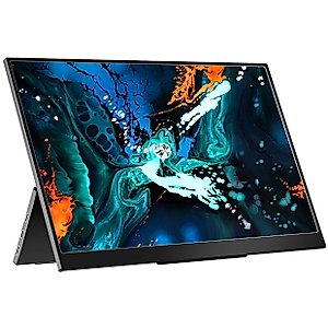 Portable Monitor – Upgraded 15.6 Inch 1080P FHD HDR FreeSync Ultra Slim USB-C Portable Display with Kickstand Type-C Mini HDMI Speakers for Laptop PC Mac Surface Xbox PS4 Switch Phone (Renewed)