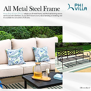 PHI VILLA Outdoor Patio Swivel Sofa Chairs Set of 2, Metal Patio Furniture Armchair,360°Rotating Basic with 5.5" Thicken Cushions(Outdoor Sofa Complementary Set)