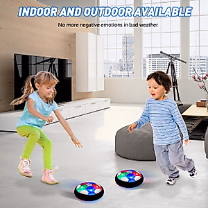 KKONES Kids Toys Hover Soccer Ball (Set of 2), Battery Operated Air Floating Soccer Ball with LED Light and Soft Foam Bumper for Indoor Outdoor Game, Gifts for Age 3 4 5 6 7 8-16 Year Old Boys Girls