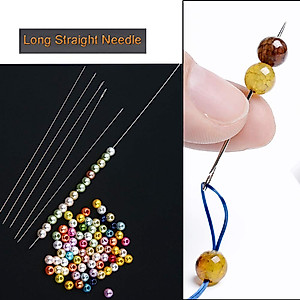 Y-Axis 26 Pcs Assorted Beading Needles Including 6 Pcs Big Eye Beading Needles + 20 Pcs Long Straight Beading Thread Needles with Needle Bottle