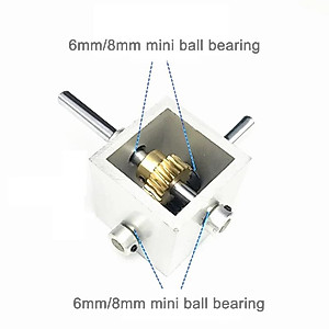 PGFUN 20:1 Right Angle Worm Gearbox 90° Angle Drive Steering Gear Reducer 20T Reduction Gearbox Simple Mechanical DIY Module with 6/8mm Shaft (6mm)