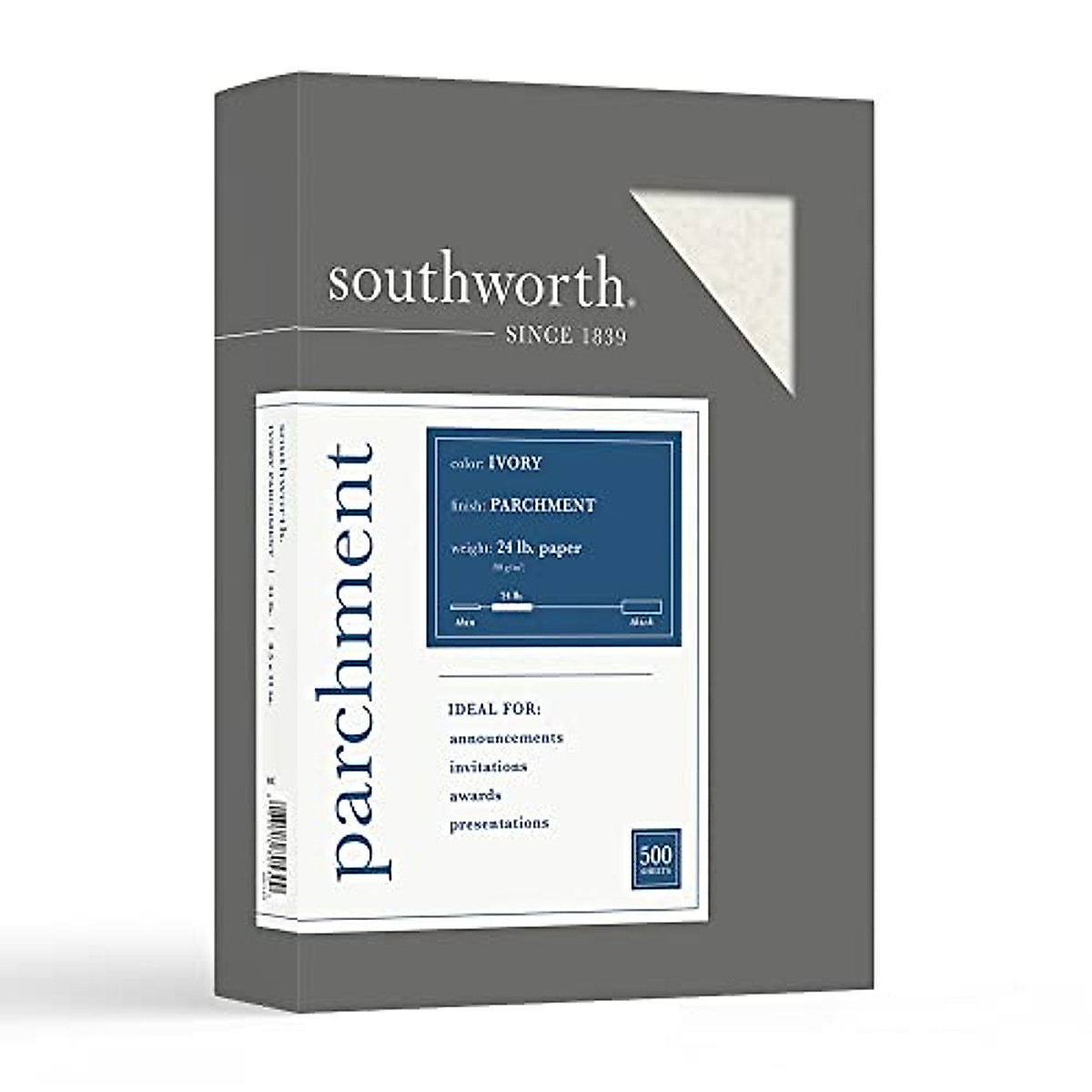 Southworth Parchment Paper, 8.5" x 11", 24 lb/90 gsm, Ivory, 500 sheets - Packaging May Vary (984C)