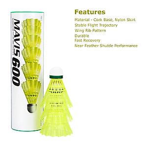 YONEX Mavis 600 Nylon Shuttlecock (Green/Yellow)