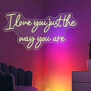 Neon Sign for Wall Decor, Yeeficent Neon Lights for Bedroom Wall, 26 x 13 Inch Dimmable Neon Signs, Custom Light Up Sign for Wedding Party Birthday Gift (Warm White-I Love You Just The Way You Are)