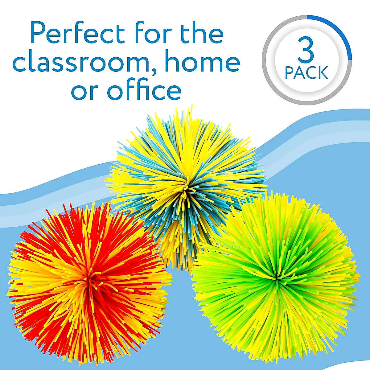 IMPRESA The Original 3 Pack Monkey Stringy Balls - Squeeze and Fidget Toys for Kids and Adults with ADHD and Autism - BPA/Phthalate/Latex-Free (3 Color Designs)