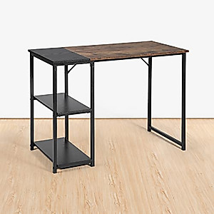 Homy Casa Inc Dembe Shelves 100CM A Desk, Black,Brown