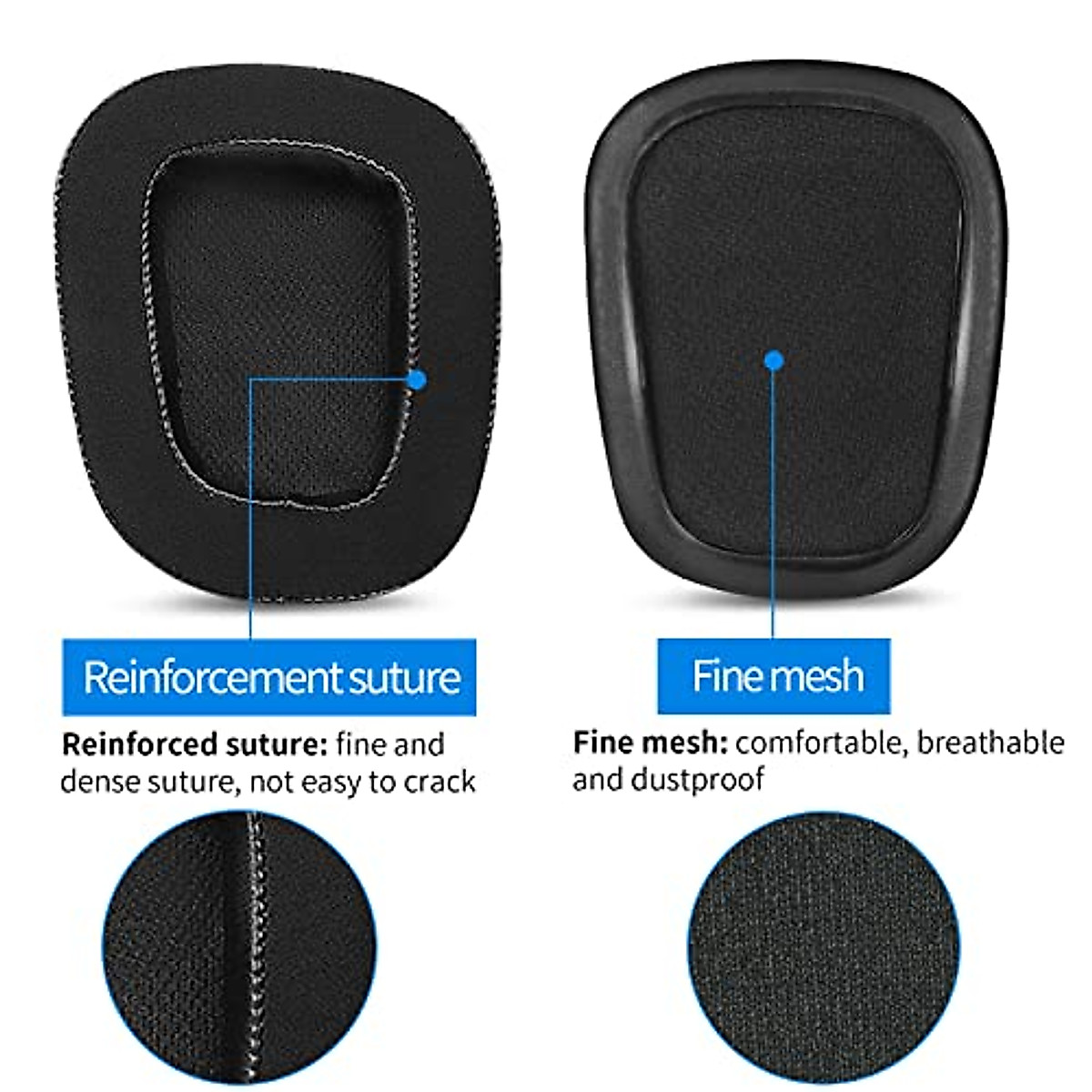 JHK Replacement Ear Pads for L ogitech G633 G633S G933 G933S G533 G935 G635 Headphones - Replacement Ear Cushions Memory Foam Earpads Cushion Cover for Headphones-Black Ice Gel Leather