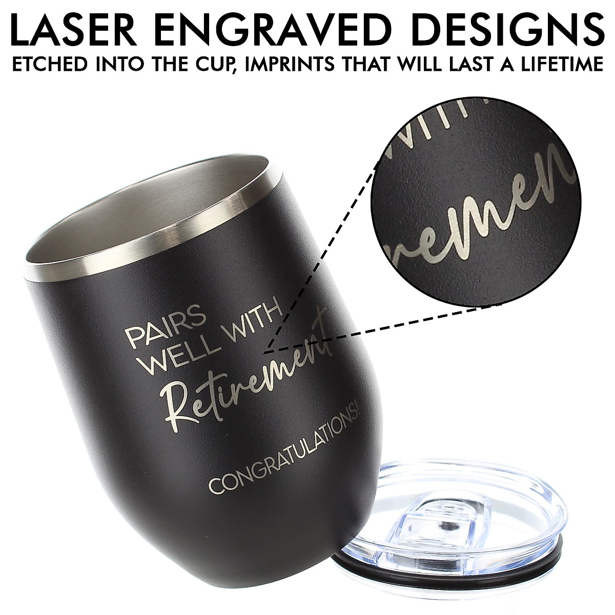 Retirement Gifts for Women Men - Happy Retirement Wine Tumbler Mug Presents - Retirement Gift for New Beginnings - Ideas for Retired Coworker, Boss, Friend, Mom, Dad, Colleague, Farewell (Blue)