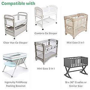 Cradle Sheets Fitted 18 x 36 – Compatible with Arms Reach Co Sleeper Clear Vue, Cambria, Mini Ezee Bassinets – Fits Without Bunching Mattress – Snuggly Soft Jersey Cotton – Heather Grey – 2 Pack