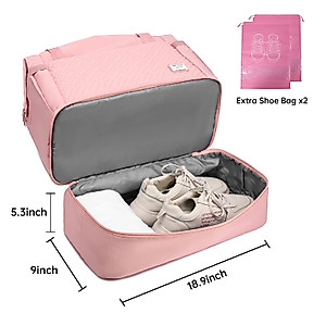 Travel Bags for Women, Weekender Bag with Shoe Compartment, Gym Tote Bags with USB Charging Port,Overnight Duffle Bag with Trolley Sleeve, Pink