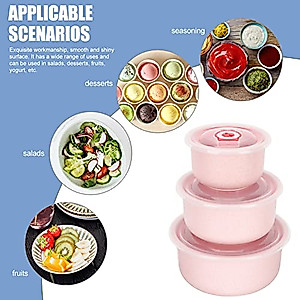 Hemoton Kids Bento Box Wheat Straw Bowl Set Unbreakable Cereal Soup Rice Bowls with Lid Bento Box Refrigerator Food Fresh Keep Box Airtight Food Storage Containers Kids Snack Container