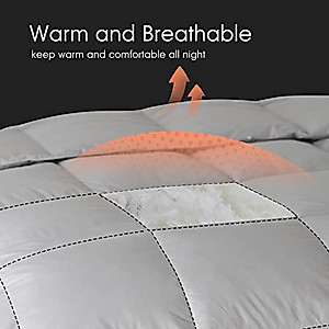 KASENTEX California King Size Down Comforters - All Season Down Comforter California King Size Down and Feather Filling - 100% Cotton Cover Duvet Insert - Stand-Alone Down Comforter, Light Grey
