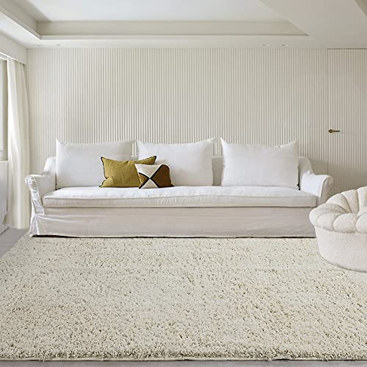 HOMBYS Shag Area Rug 8'x10' for Living Room Bedroom, Solid Plush Non-Shedding Rugs for Dining Room Entryway, Thick Soft Mordern Rectangular Carpet Home Decoration