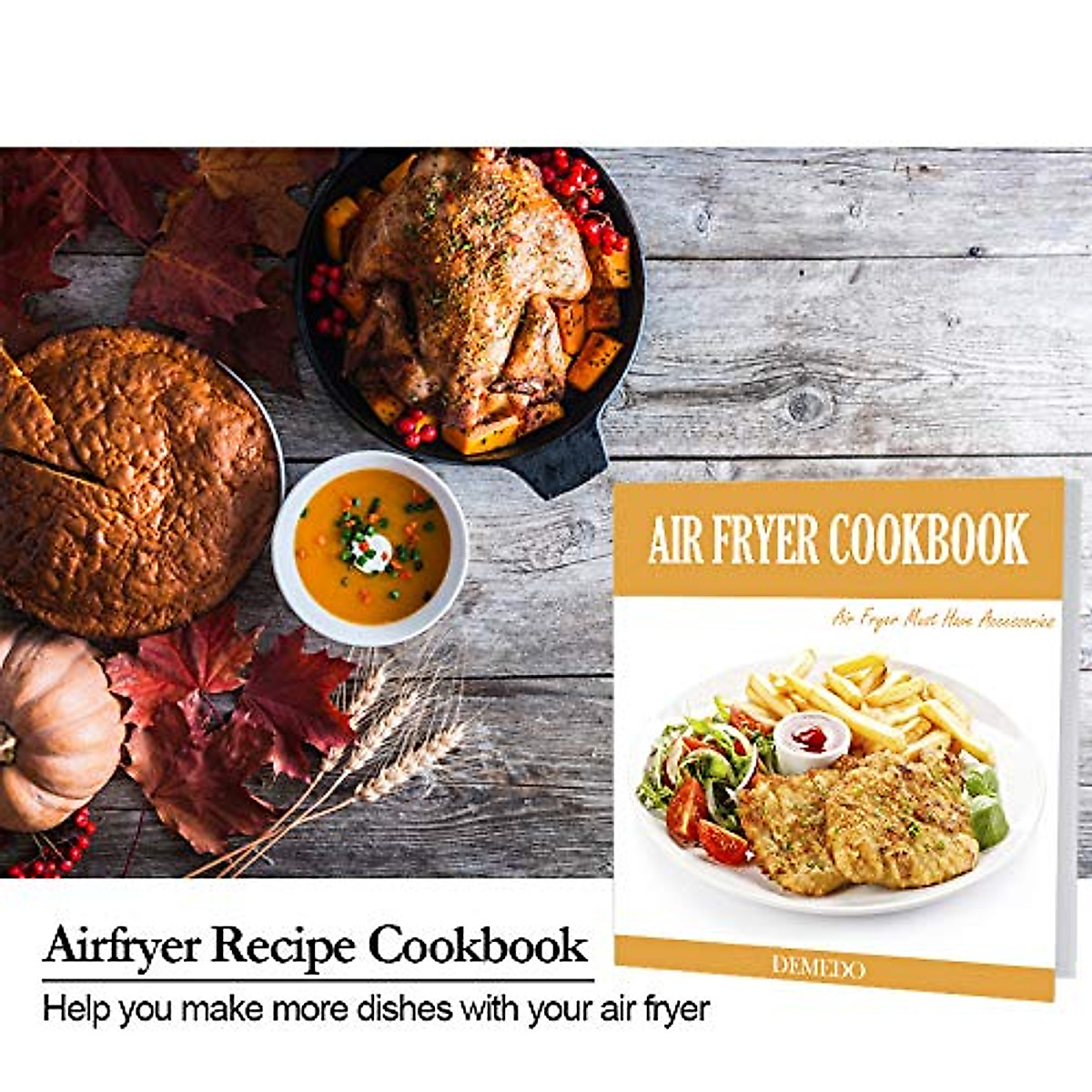 7 inch General Air Fryer Accessories Kit with Recipe Cookbook, Compatible for Ninja 4qt Philips Gowise USA Cozyna Airfryer 3.2QT - 3.5QT - 3.7QT, Also Instant Pot Accessories