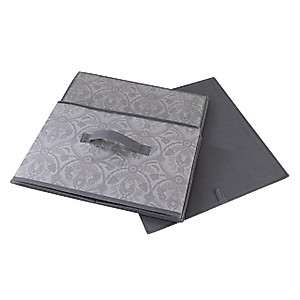 Laura Ashley Non-Woven Jumbo Storage Box, Dimensions: L16 x W16 x H10, Collapsible, Durable, Home Organization, Closet Storage, Grey