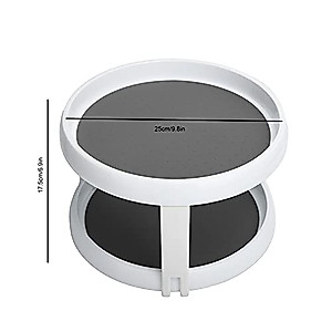 Lazy Susan Organizer,2 Tier Non Skid Spice Rack Turntable,360 Degree Rotating Seasoning Organizer,Easy to Install Turntable Organizer for Item Storage and Organization